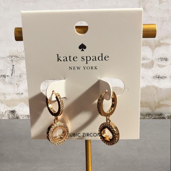 kate spade | Jewelry | Kate Spade Rose Gold Spot The Spade Pave Huggies ...